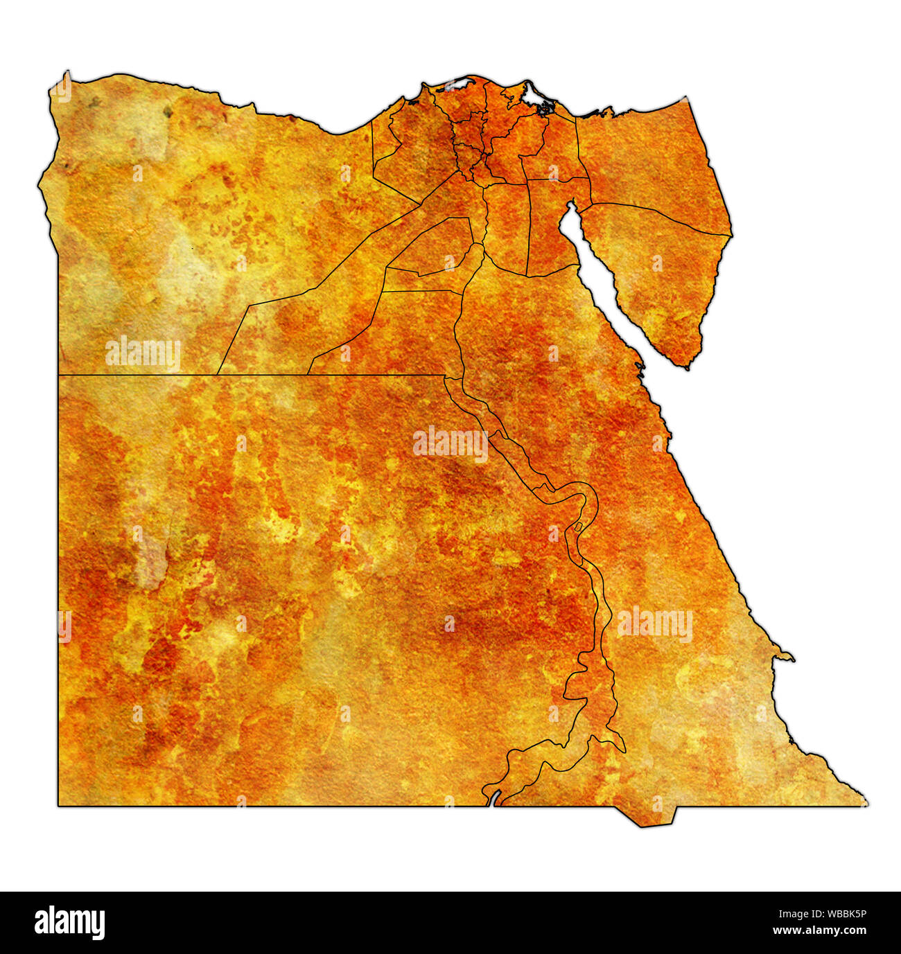 territories and borders of egyptian governorates on outline map of ...
