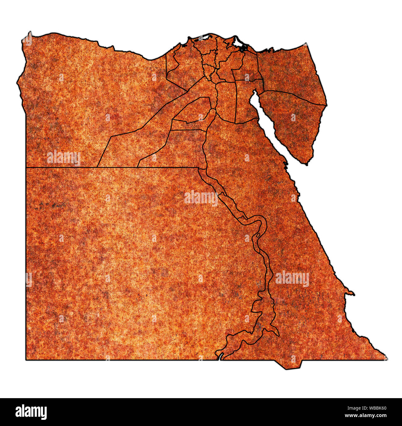 territories and borders of egyptian governorates on outline map of ...