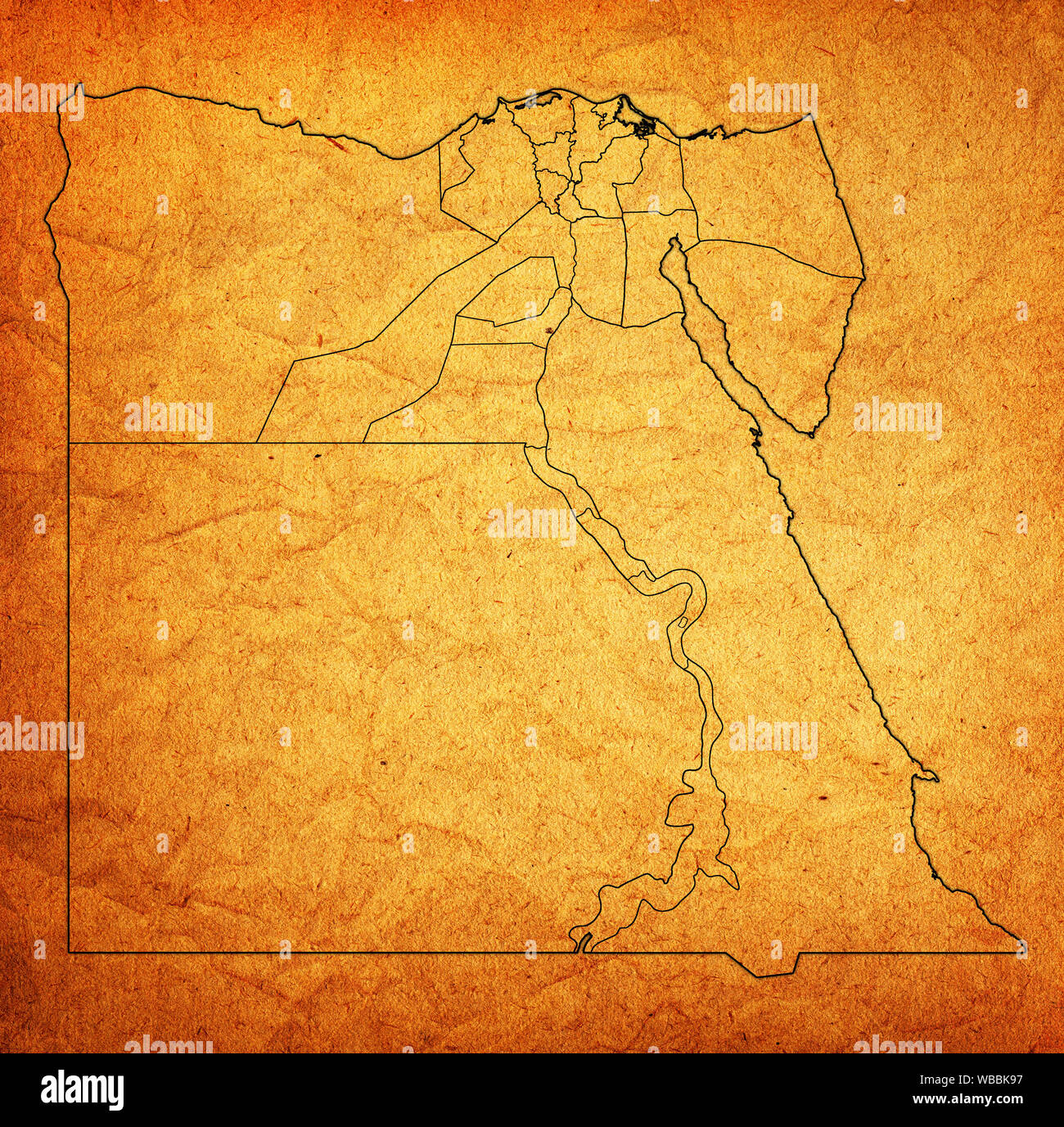 territories and borders of egyptian governorates on outline map of ...