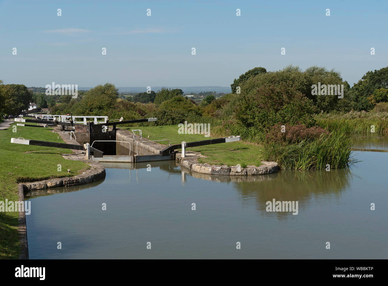Devizes, Wiltshire, England, UK. August 2019. A lock on the Kennet and ...