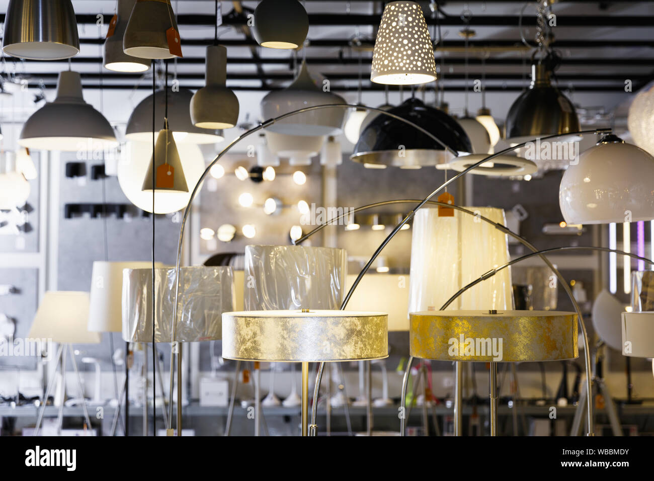 Picture of different modern lamp with lights in the designer furniture ...