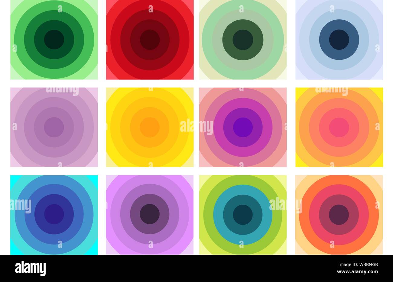 Set twelve bright abstract backgrounds, multi colored circles. Patterns for stationery ...