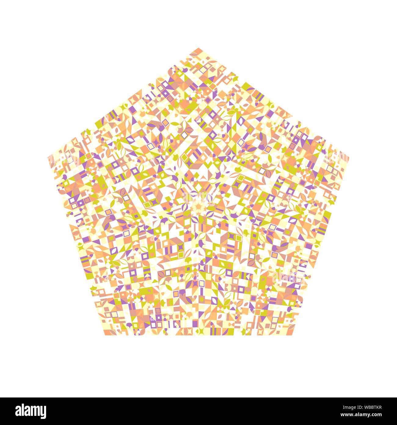 Isolated geometrical mosaic pentagon polygon - colorful ornamental ...