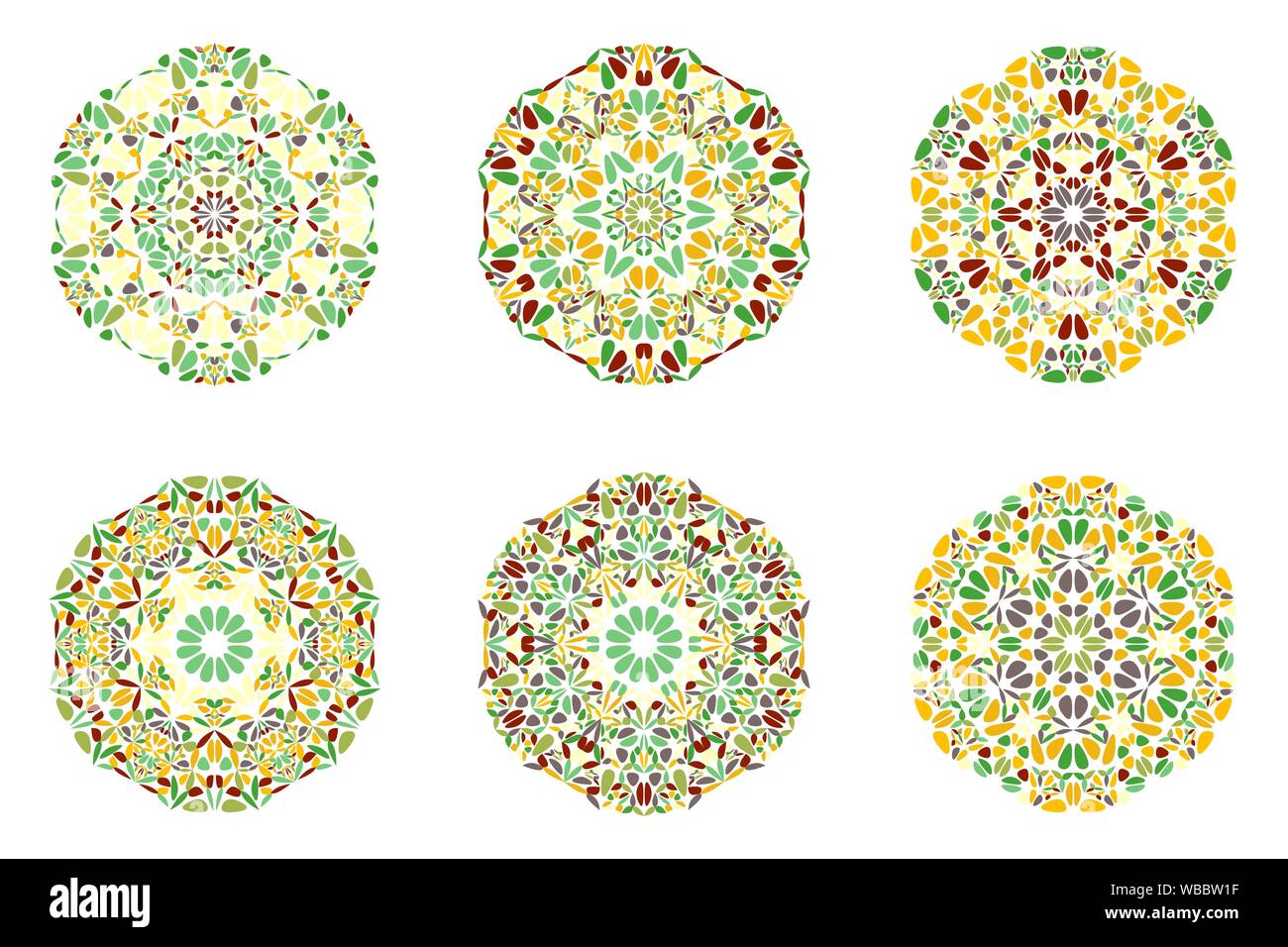 Abstract colorful petal mandala logo set - ornamental circular ...