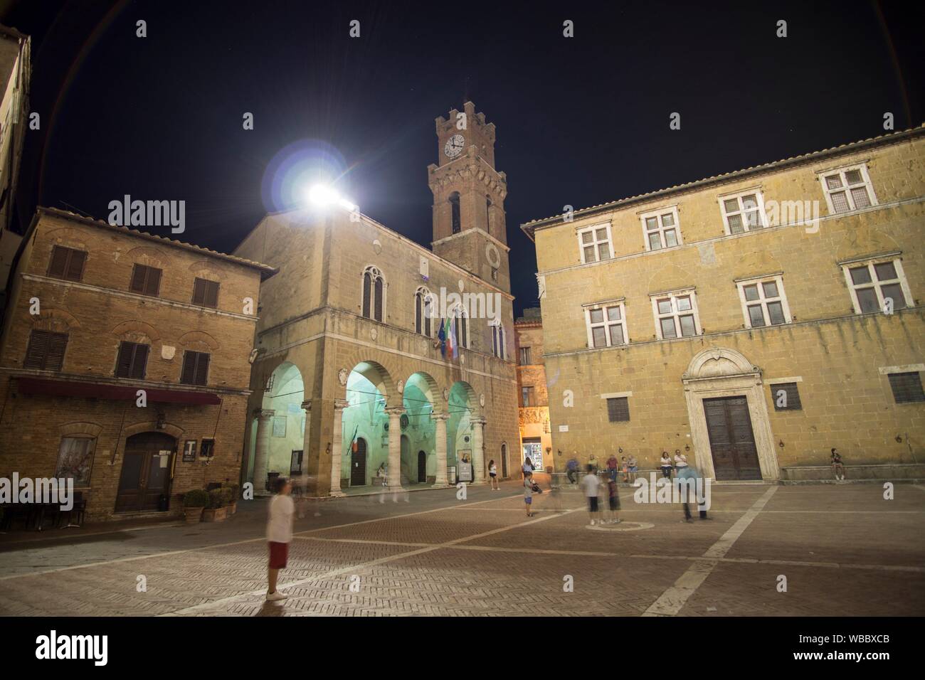 Pienza Orcia valley Tuscany on July 6, 2019 Italy. Illuminated city ... Pienza Orcia valley Tuscany on July 6, 2019 Italy. Illuminated city ...