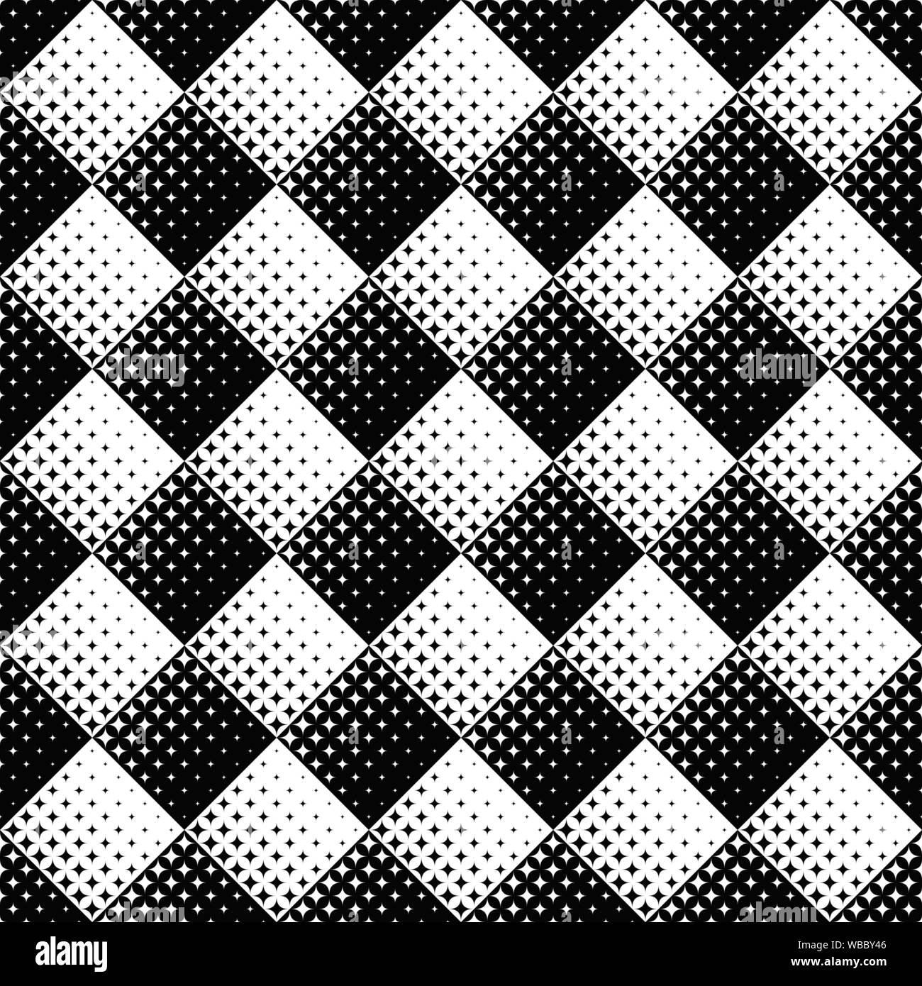 Seamless curved star pattern background - black and white vector ...