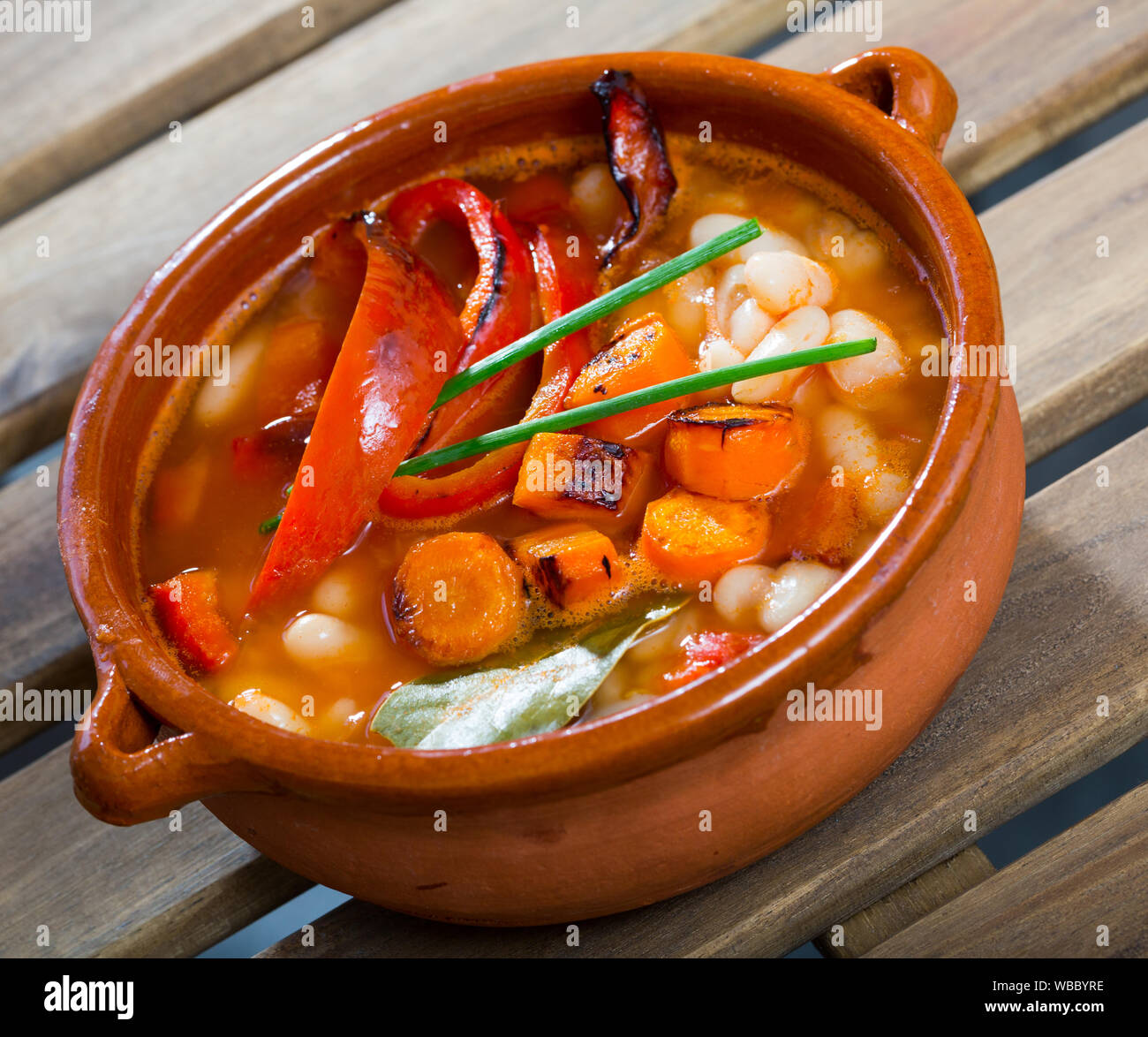 National Bulgarian dish Bob chorba - soup with beans, vegetables and ...