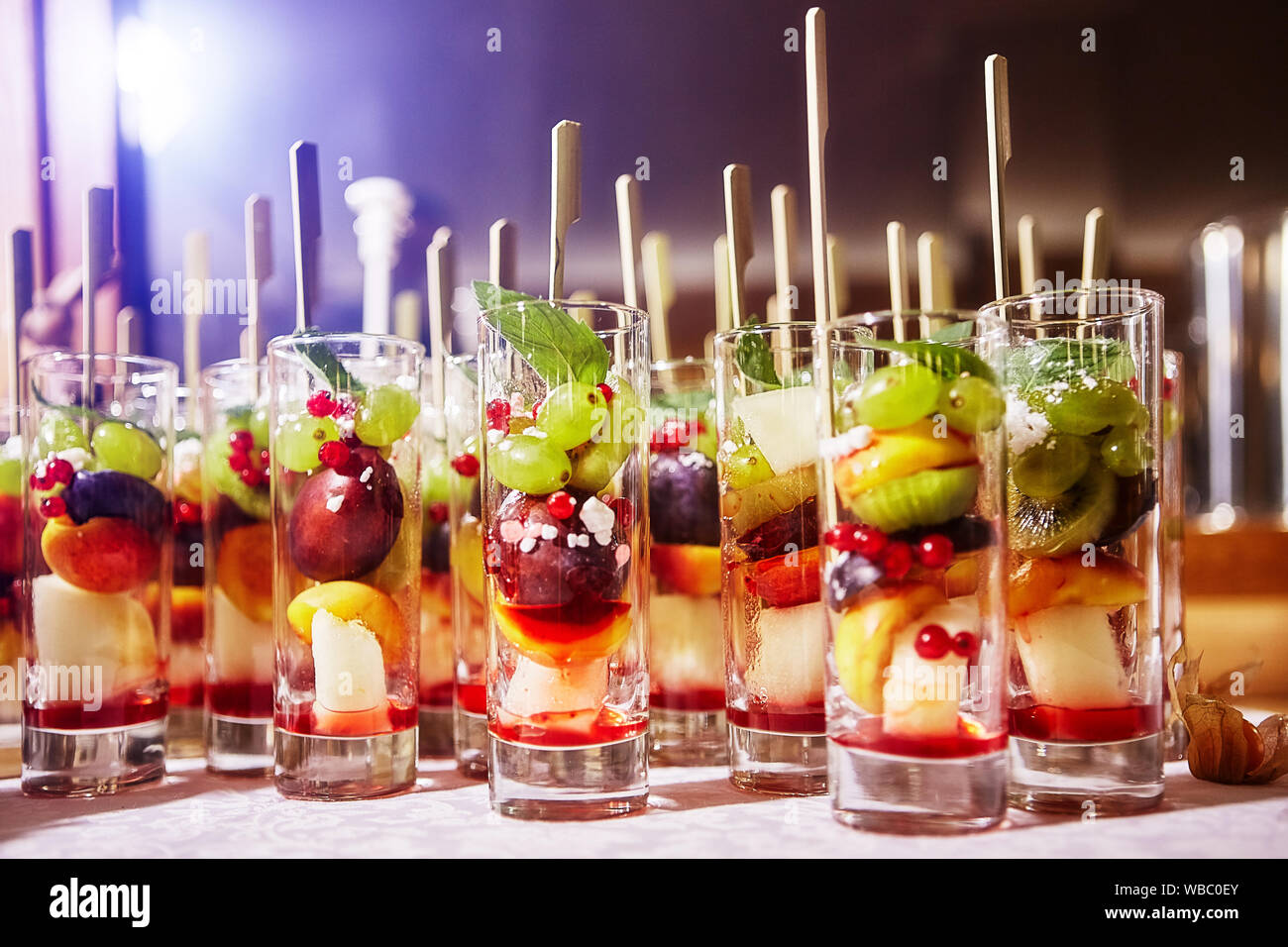 Fruit cocktail salad in a glass cups Stock Photo - Alamy