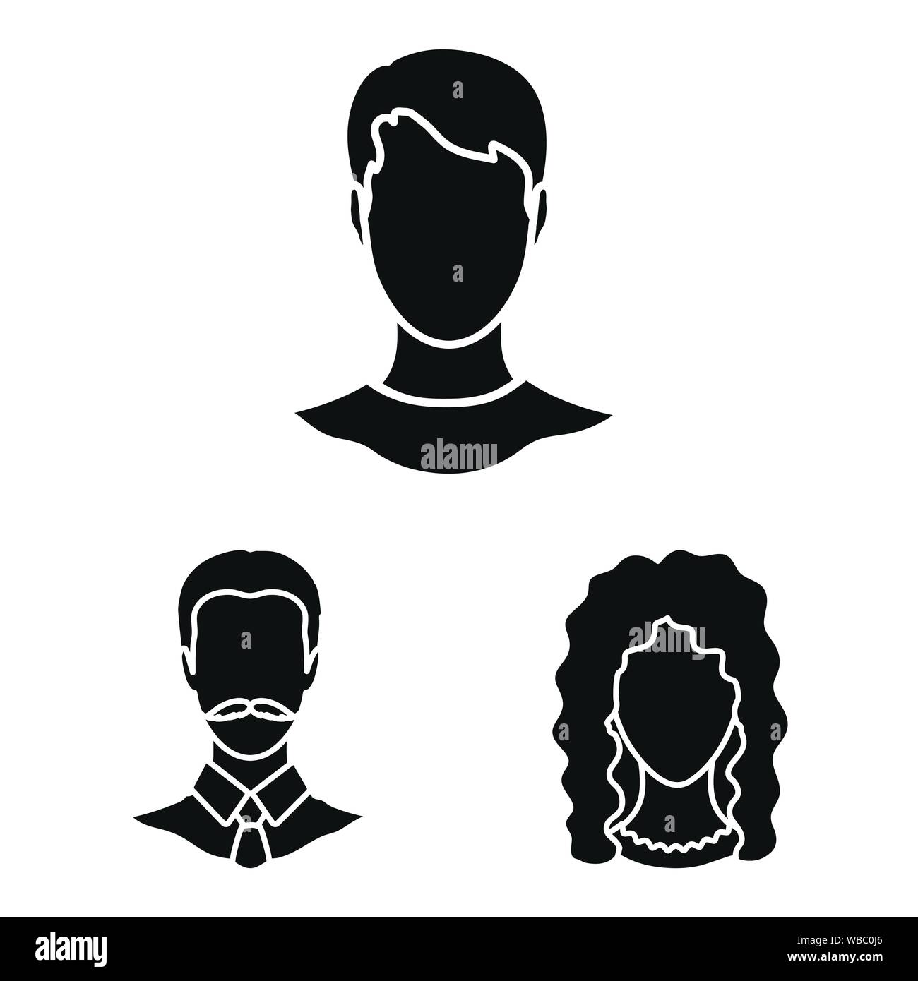 Vector illustration of character and profile sign. Collection of ...