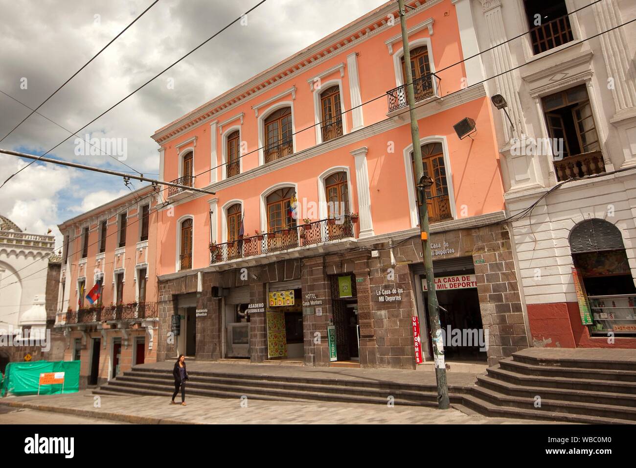 View to the colorful colonial buildings in Plaza Santo Domingo at the ...