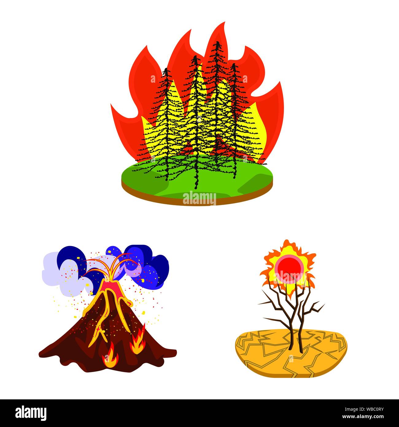 Vector illustration of cataclysm and disaster symbol. Set of cataclysm ...