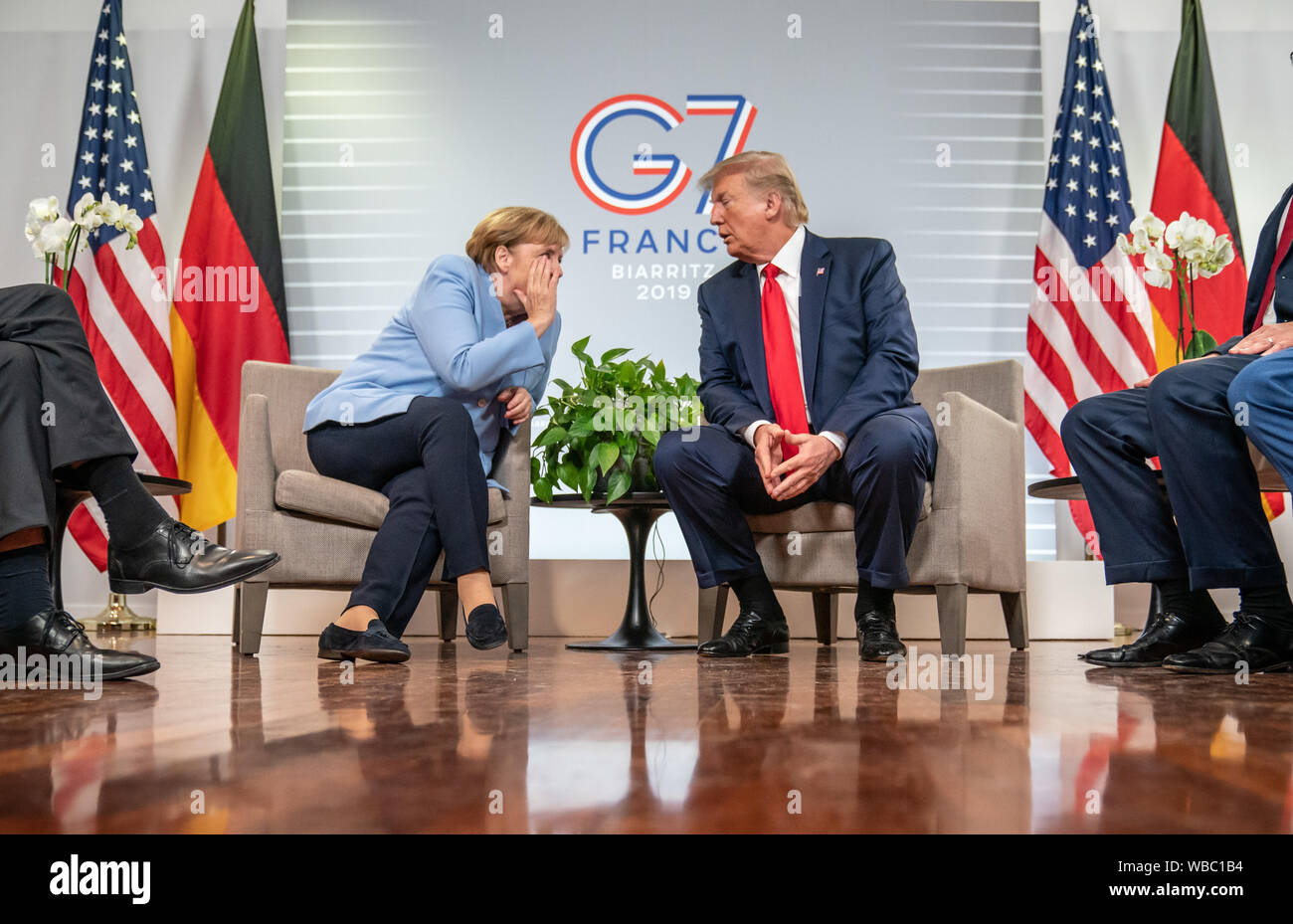 Biarritz, France. 26th Aug, 2019. Federal Chancellor Angela Merkel (CDU ...