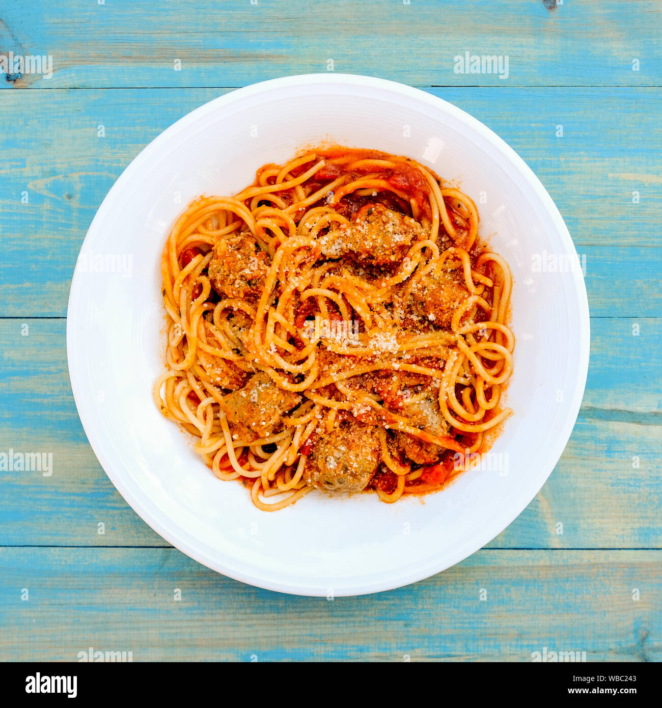Italian Style Spaghetti with Meatballs in Tomato Sauce Stock Photo - Alamy