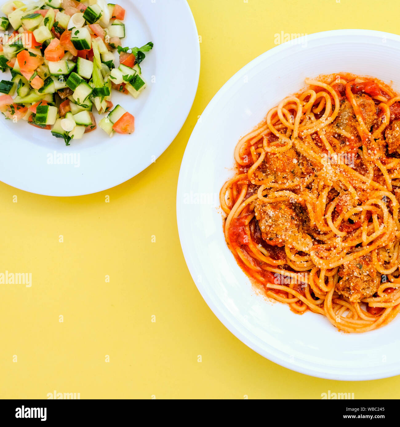 Italian Style Spaghetti with Meatballs in Tomato Sauce Stock Photo - Alamy