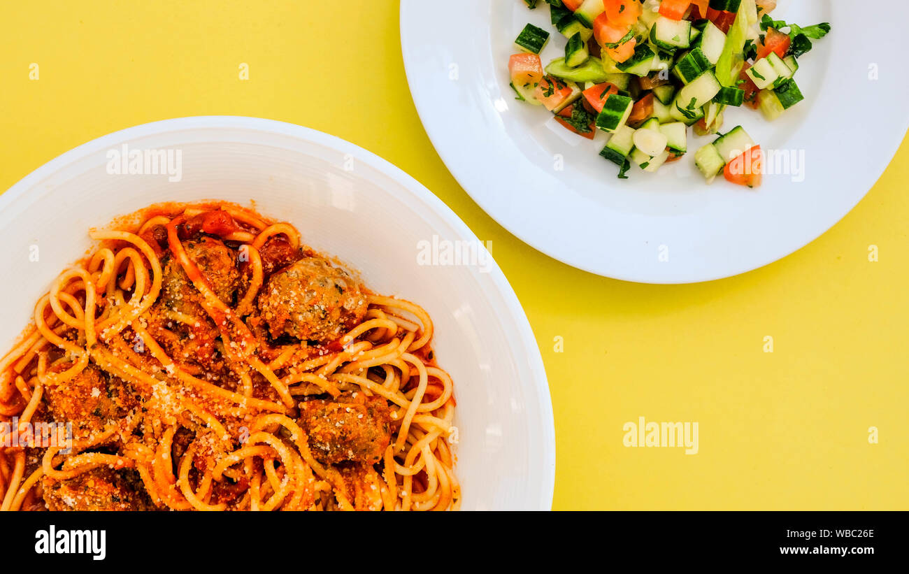 Italian Style Spaghetti with Meatballs in Tomato Sauce Stock Photo - Alamy