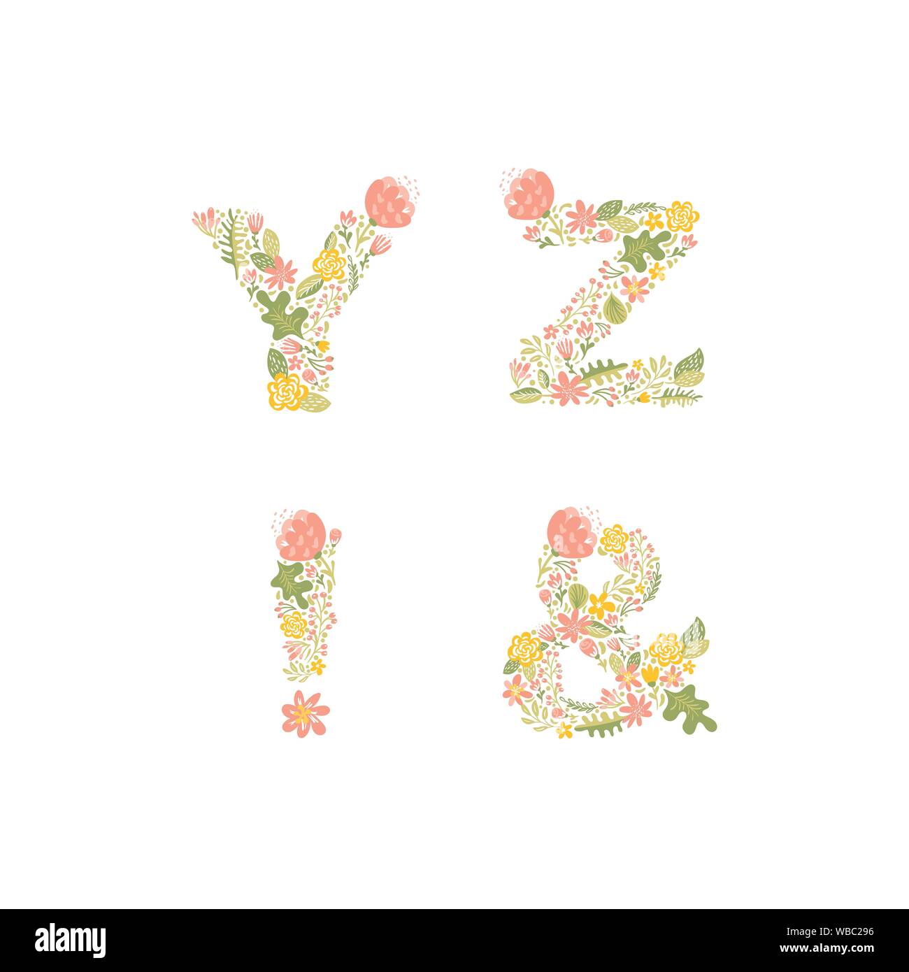 Vector Hand Drawn floral uppercase letter monograms or logo. Uppercase ...