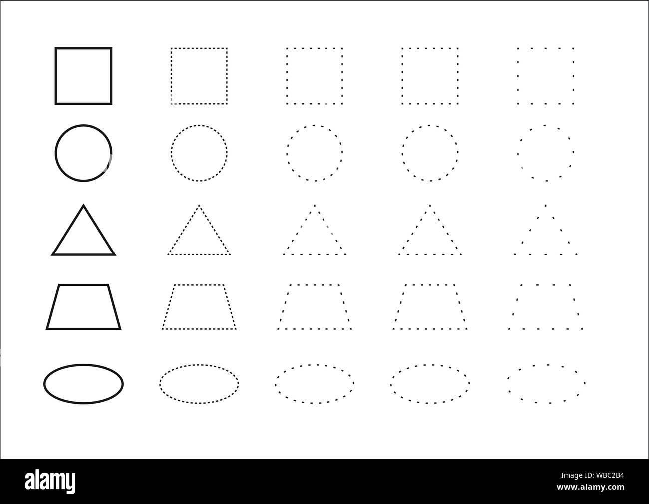 drawing of figures on points. Training in drawing of children Stock ...