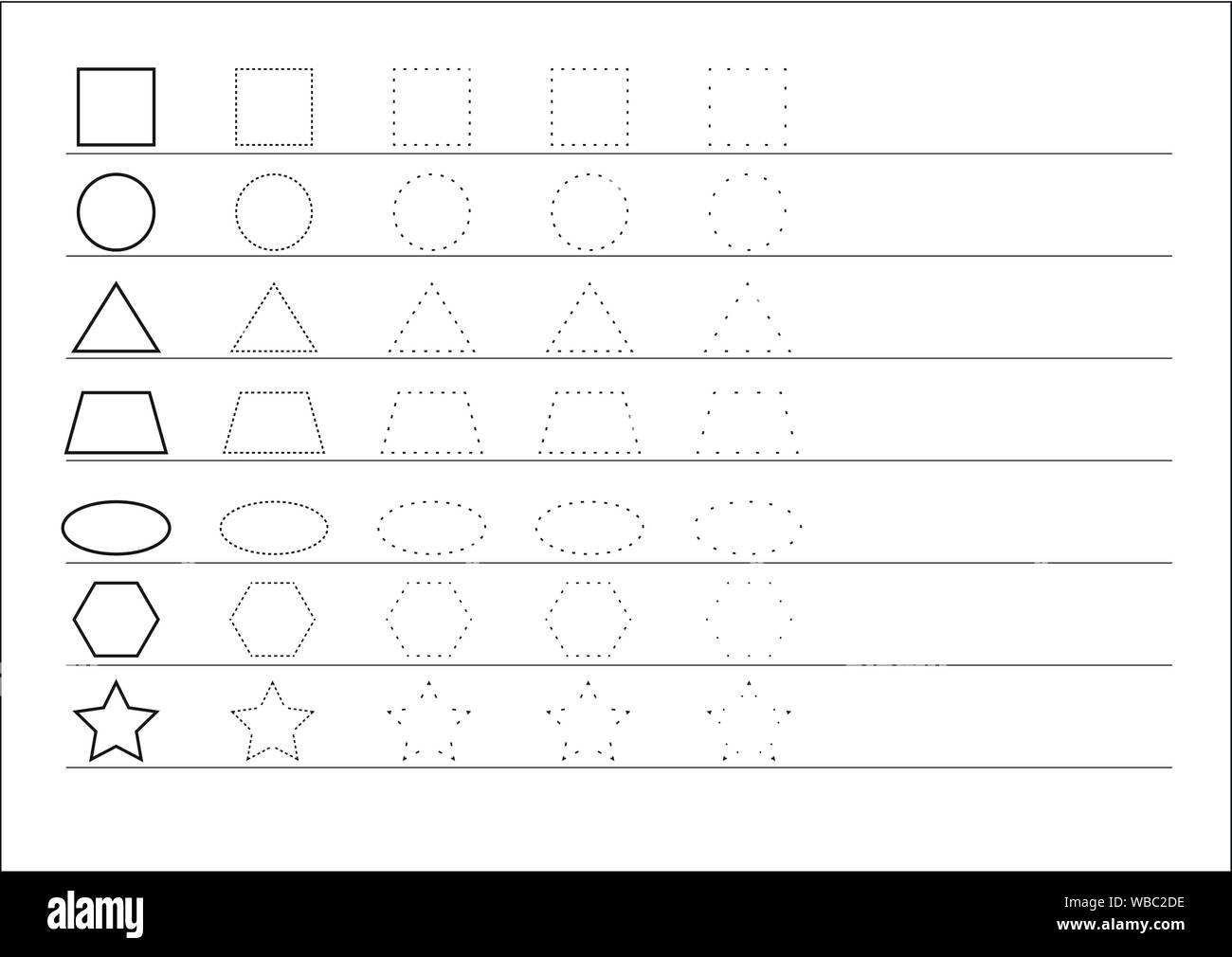 drawing of figures on points. Training in drawing of children Stock ...