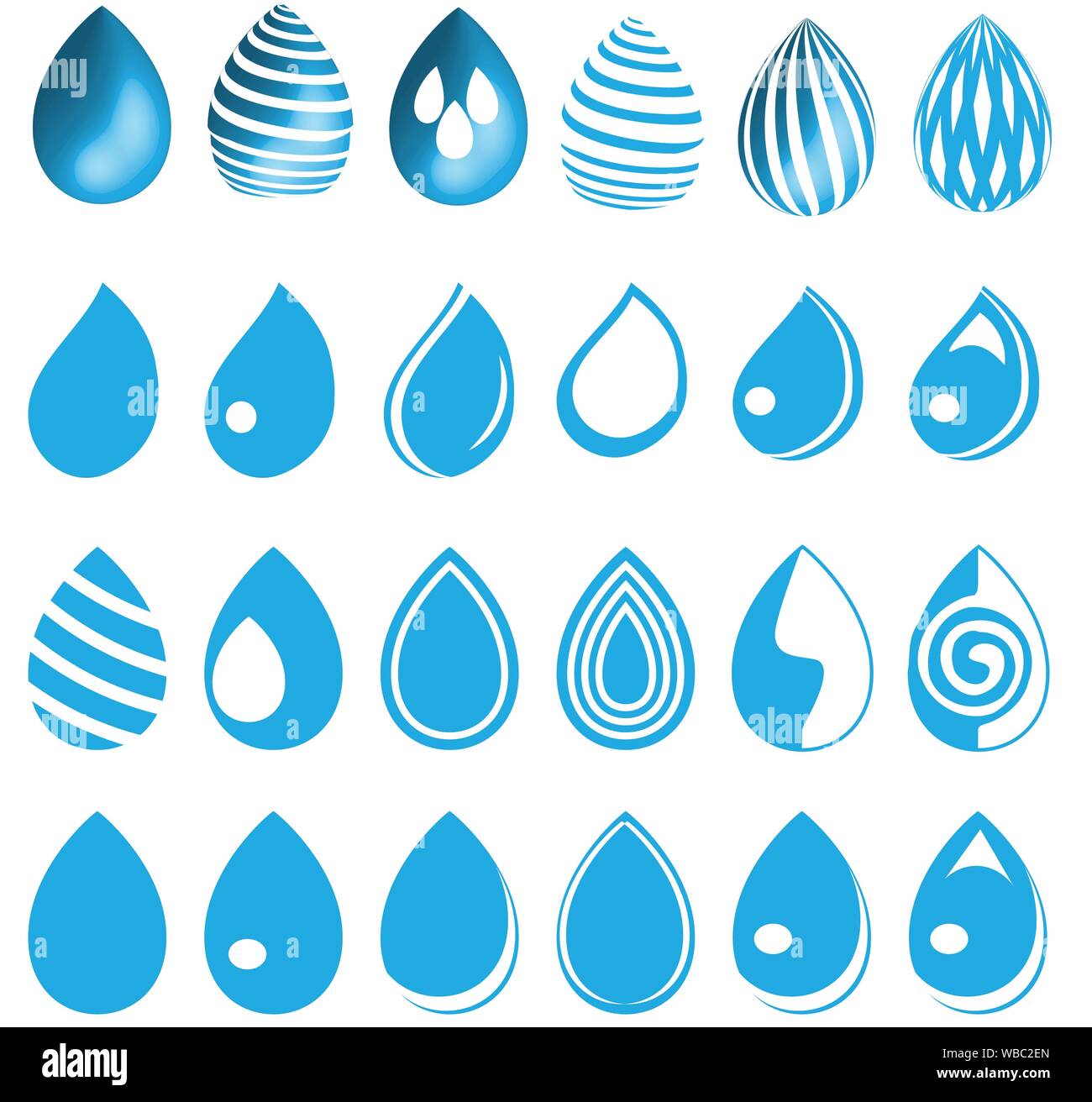 set of simple icons of blue vector drops, stmilization Stock Vector ...