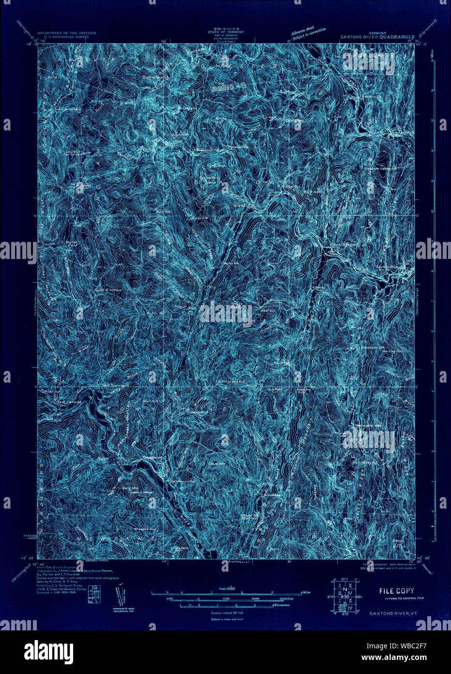 USGS Topo Map Vermont VT Saxtons River 337816 1930 48000 Inverted ...