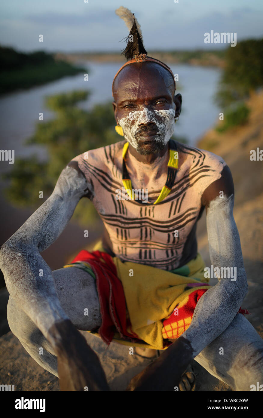 Warrior of the Karo tribe in the village Dus, Lower Omo Valley ...
