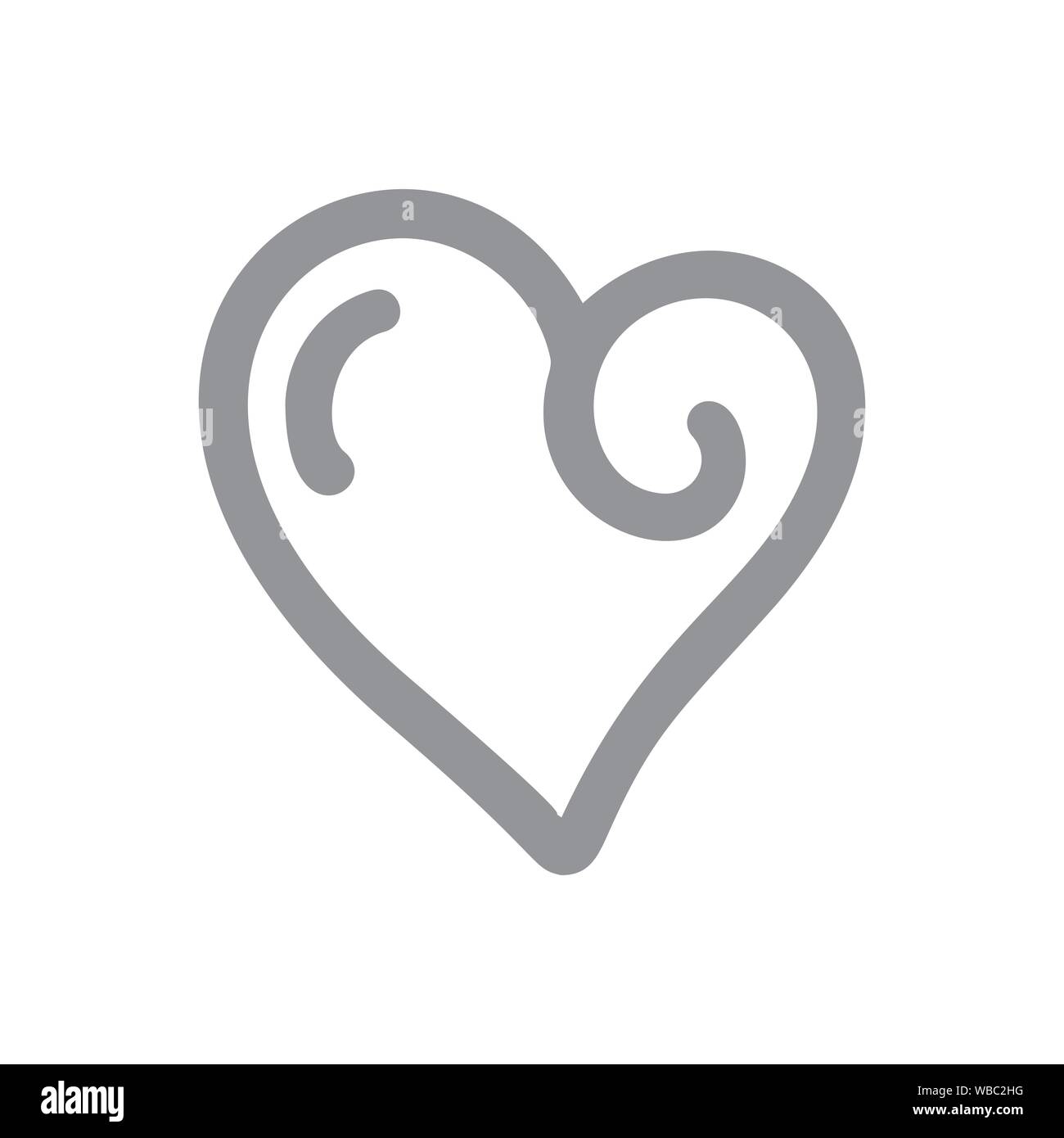 Romantic calligraphy monoline vector Heart love sign. Hand drawn icon ...