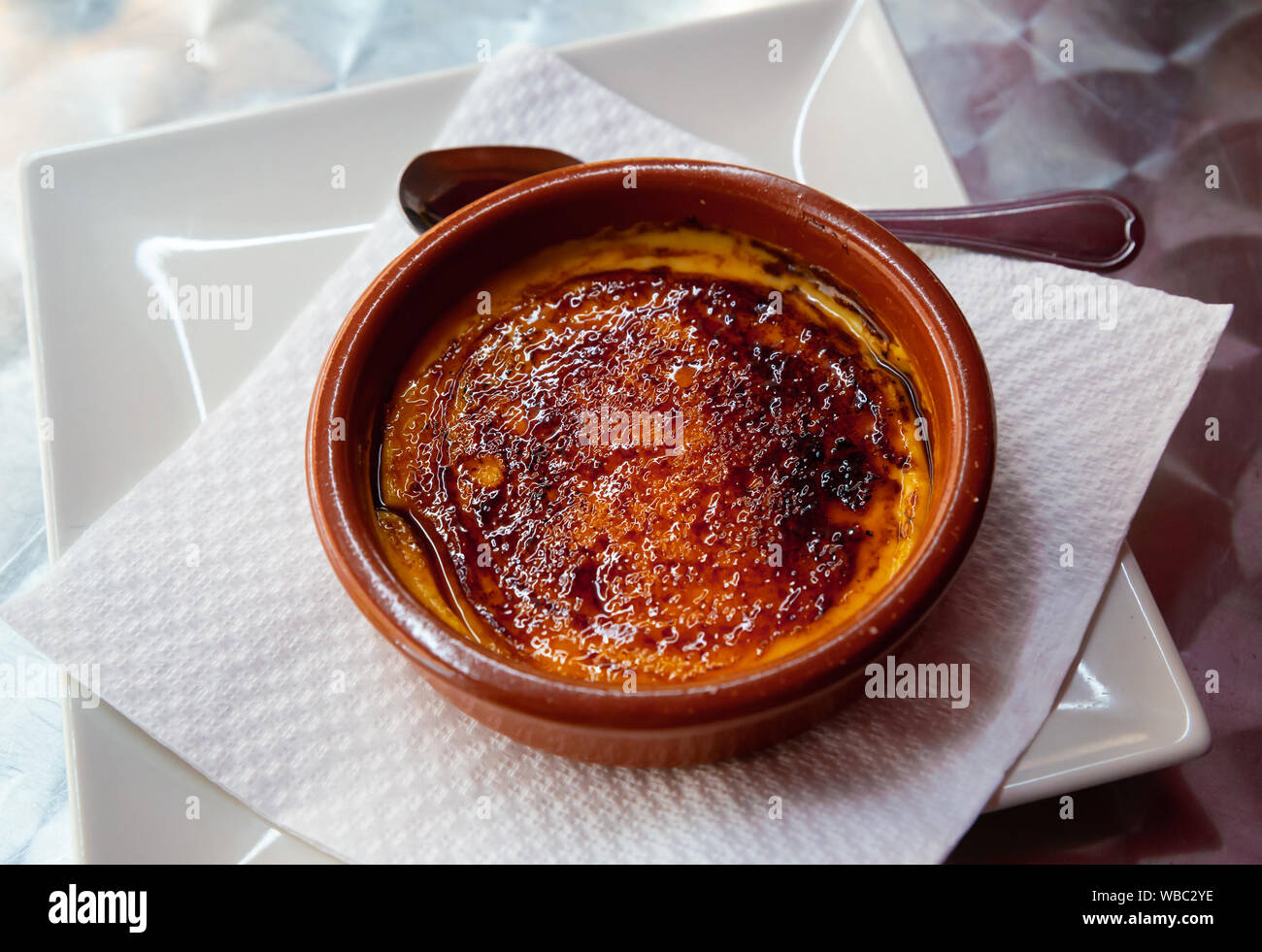 Catalan cuisine, tasty Crema catalana with caramel Stock Photo - Alamy