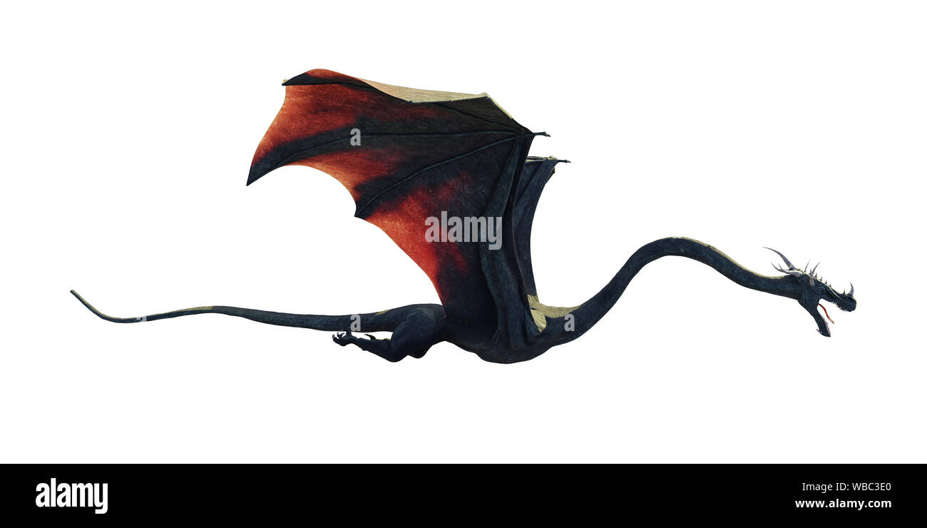dragon, flying mythology animal isolated on white background Stock ...