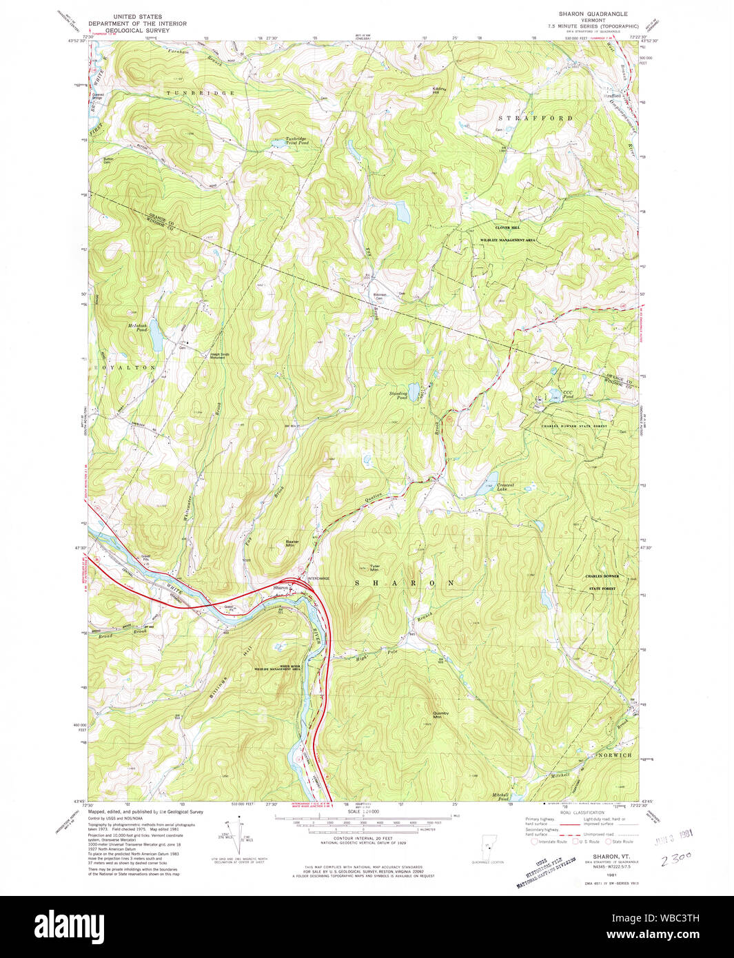 USGS Topo Map Vermont VT Sharon 337634 1981 24000 Restoration Stock ...