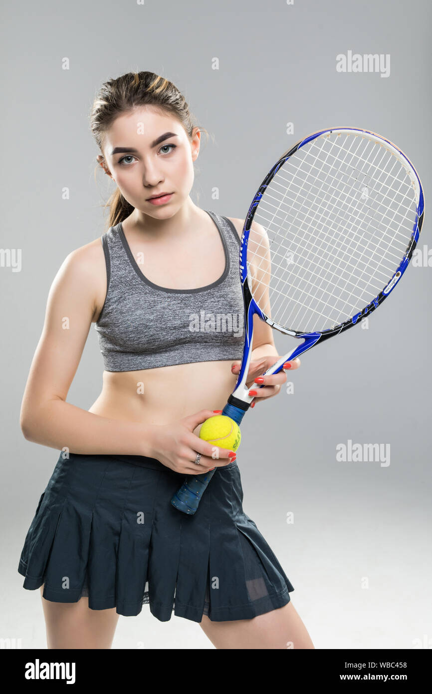Lady holding racket hi-res stock photography and images - Alamy