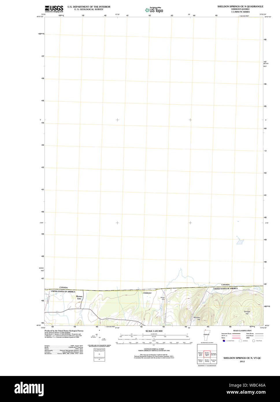 USGS Topo Map Vermont VT Sheldon Springs OE N 20120709 TM Restoration ...