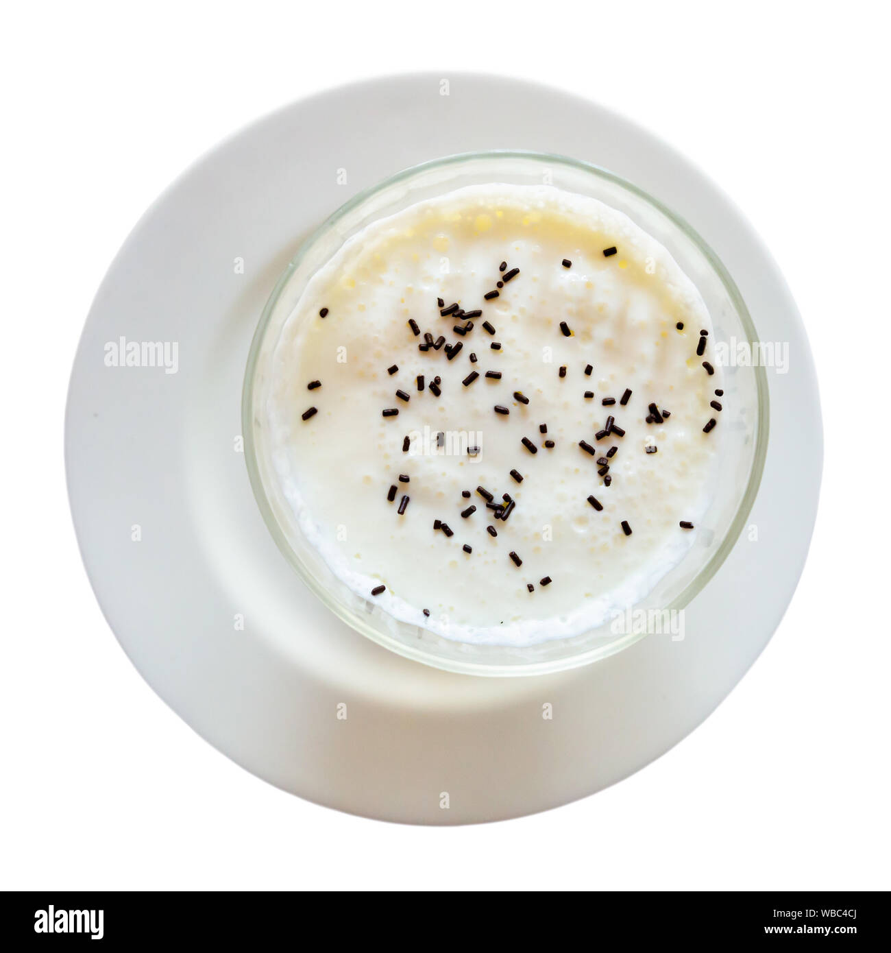 Image of sweet white homemade pudding served at plate. Isolated over ...