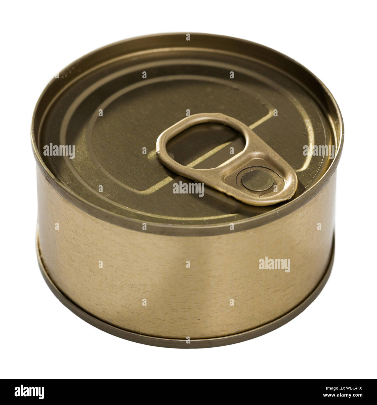 Bronze in can with ring pull, top view of packaging collection, nobody ...