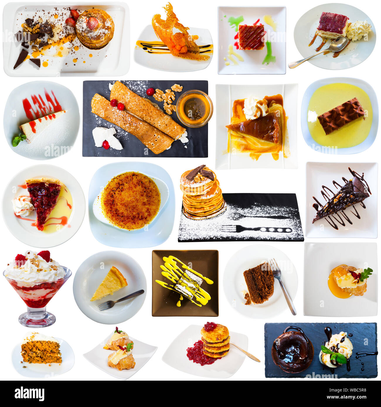 Collage of delicious desserts on a white background Stock Photo - Alamy