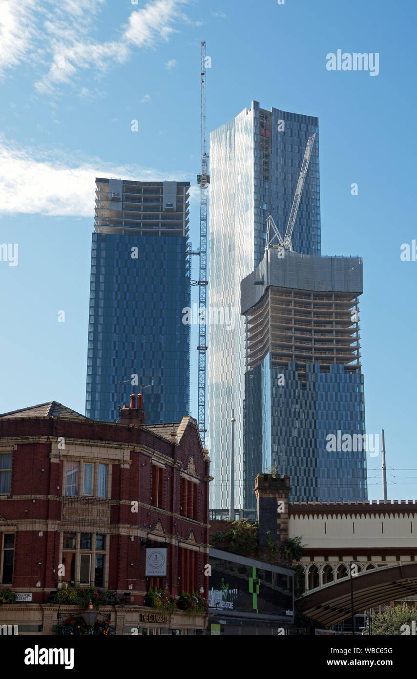 Huge high rise building under construction in Manchester UK Stock Photo ...