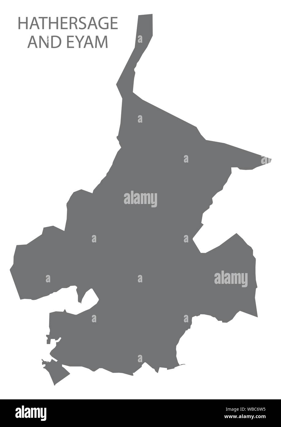 Hathersage and Eyam grey ward map of Derbyshire Dales district in East ...