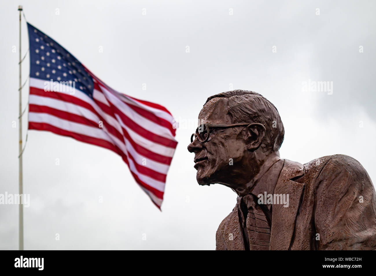 Saint Louis Missouri, US of America, May 12, 2019. Statue of Malcolm ...