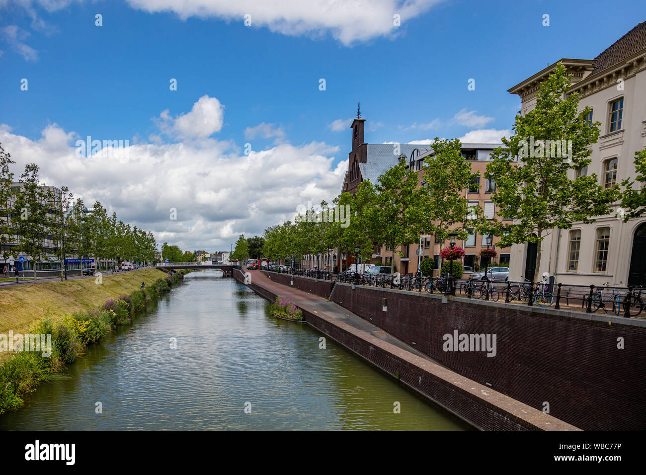 Utrecht, Netherlands - JULY 01, 2019: River with green water floating ...