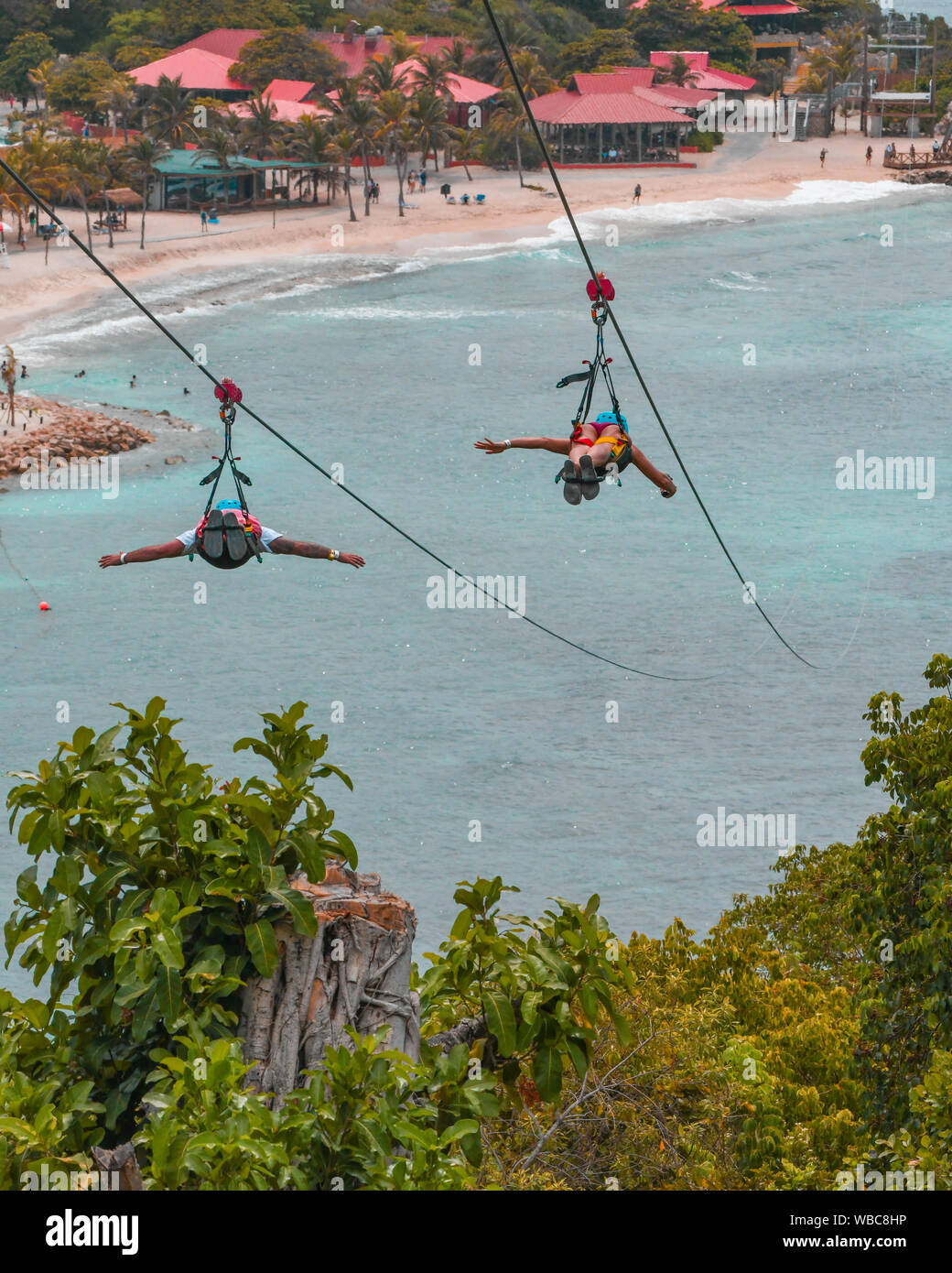 Caribbean zip line - vacations on a Caribbean zipline over the water ...