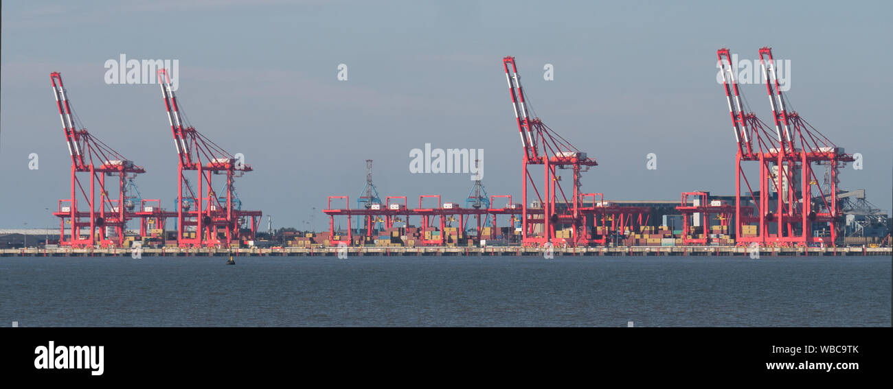 Container cranes and container handling equipment at Liverpool Port on ...