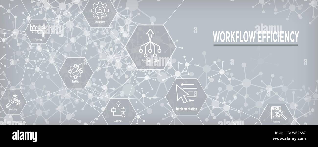 Workflow Efficiency Icon Set with Web Header Banner - Operations, Processes, Automation, etc ...