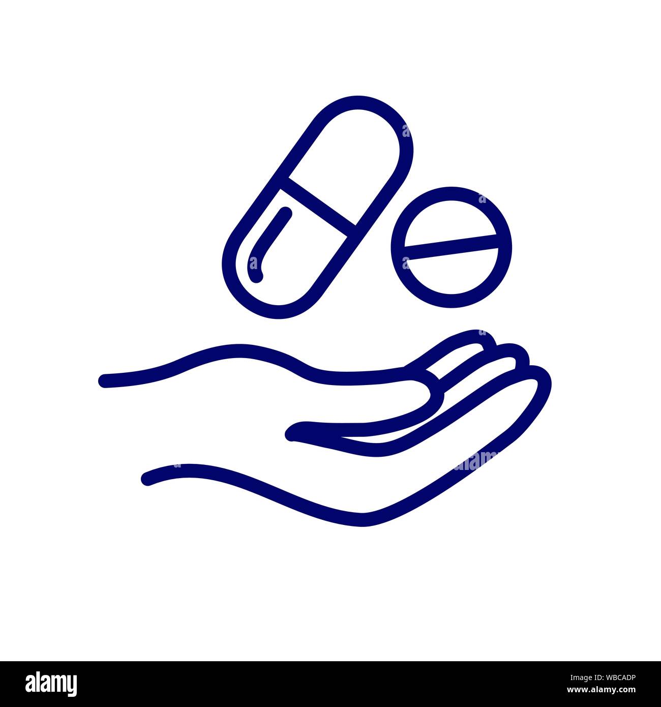 Hand w prescription drugs - pill tablets and capsules Stock Vector ...