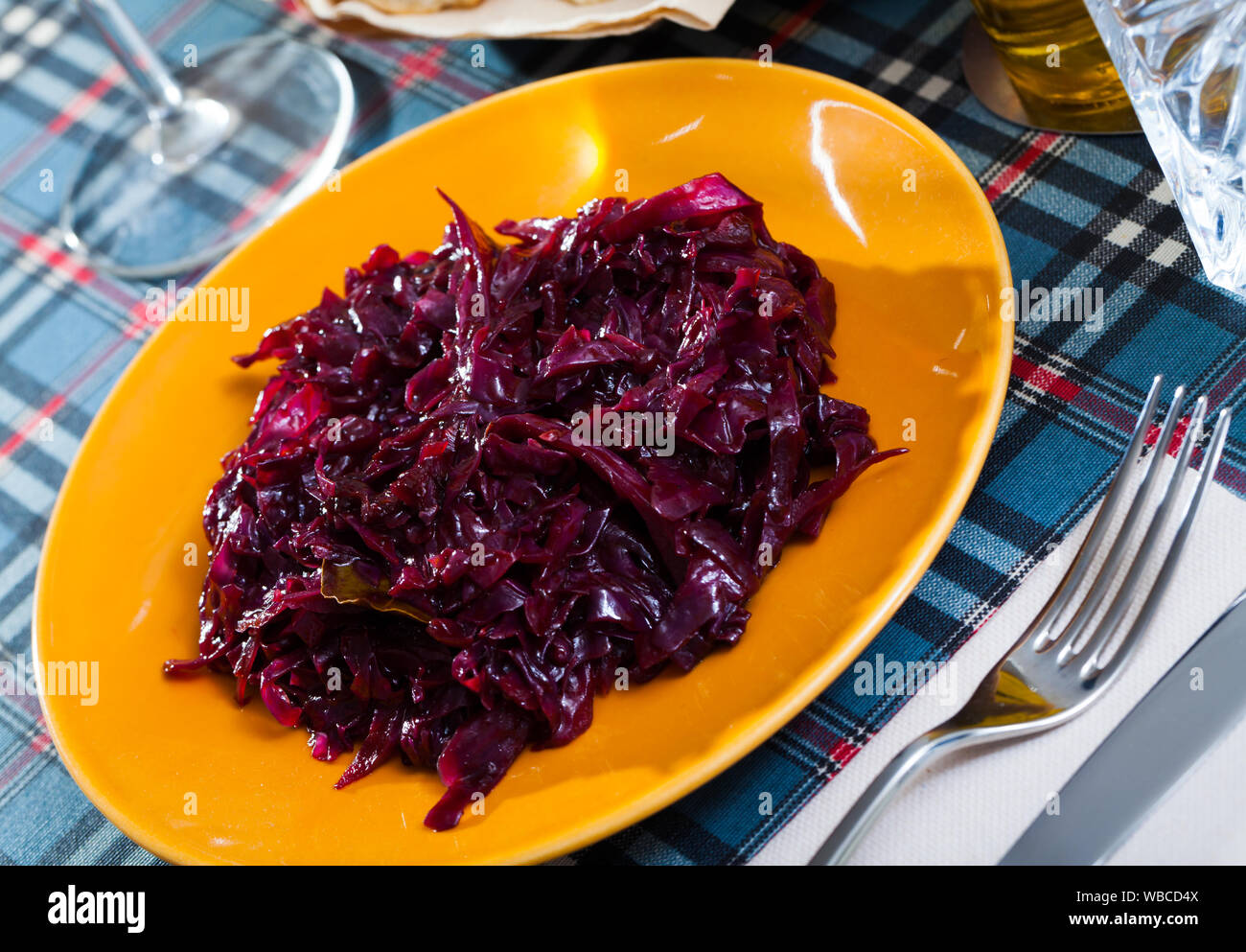 Vegetarian food, plate of braised red cabbage Stock Photo - Alamy