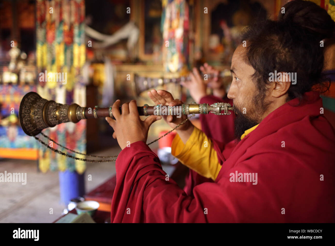 Buddhist monk attends the famous 3-days annual Mahakala Puja in ...
