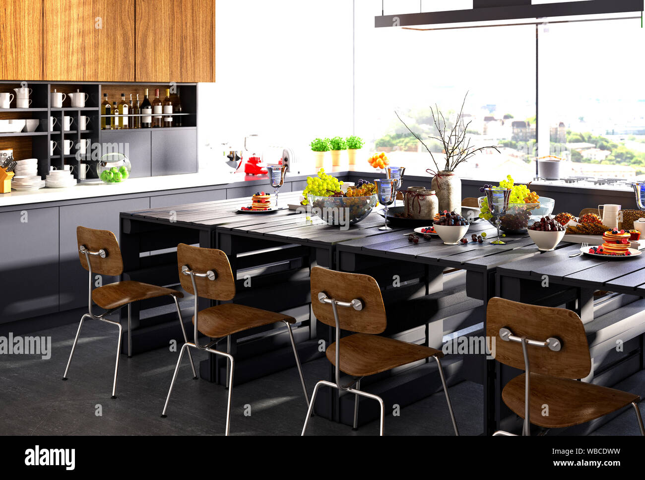 3d render dining table hi-res stock photography and images - Alamy