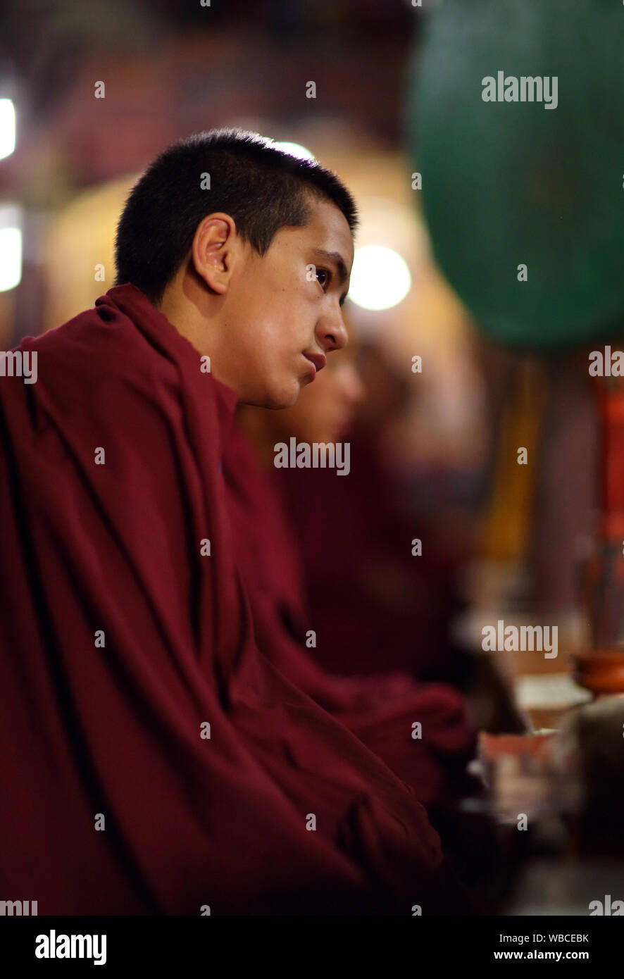 Buddhist novices attend the famous 3-days annual Mahakala Puja in ...