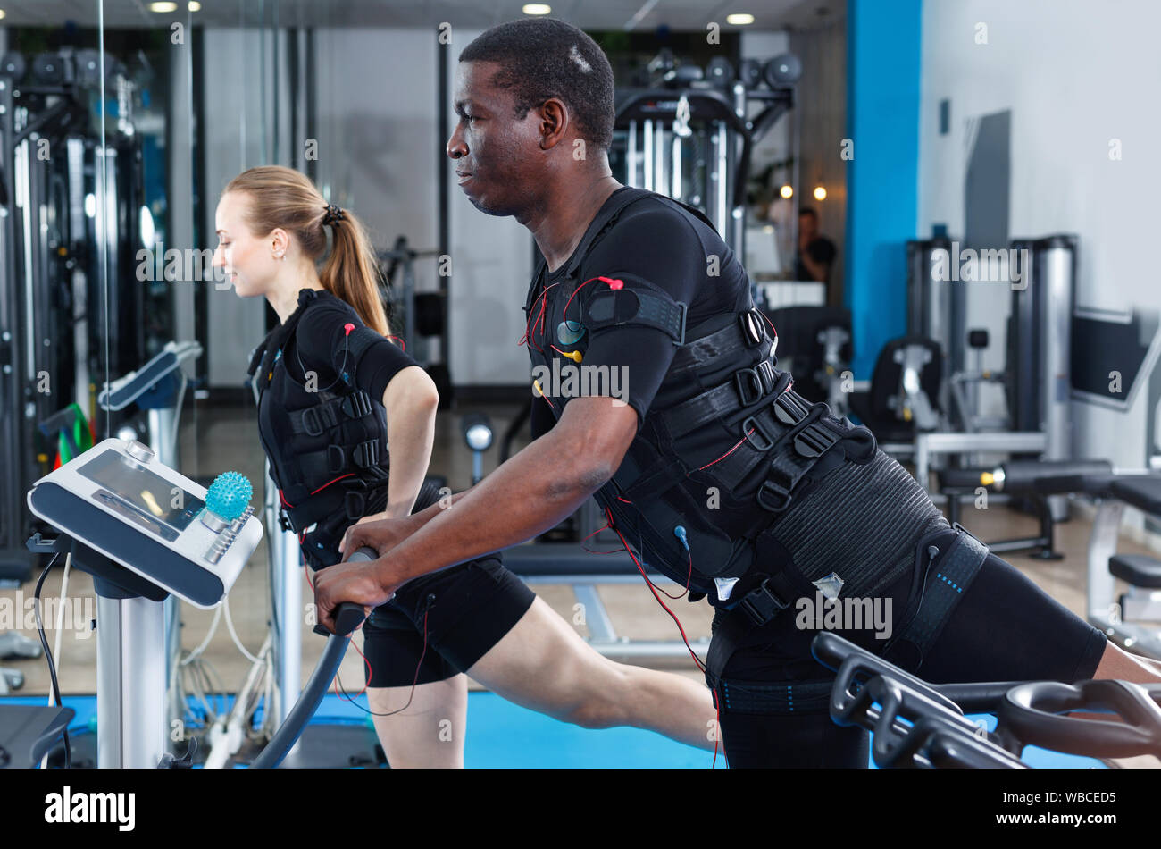 Portrait of athletic cheerful positive African American man during EMS ...