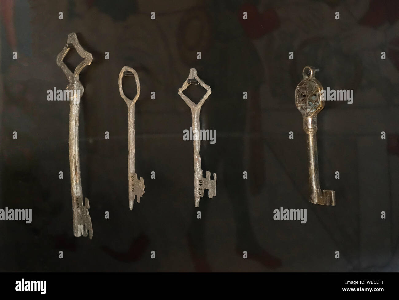 Samples of old forged iron medieval keys Stock Photo - Alamy