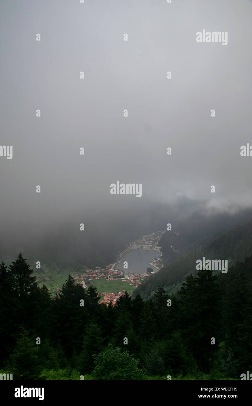 Uzungol lake view (Long lake) top view of the mountains and lake in ...