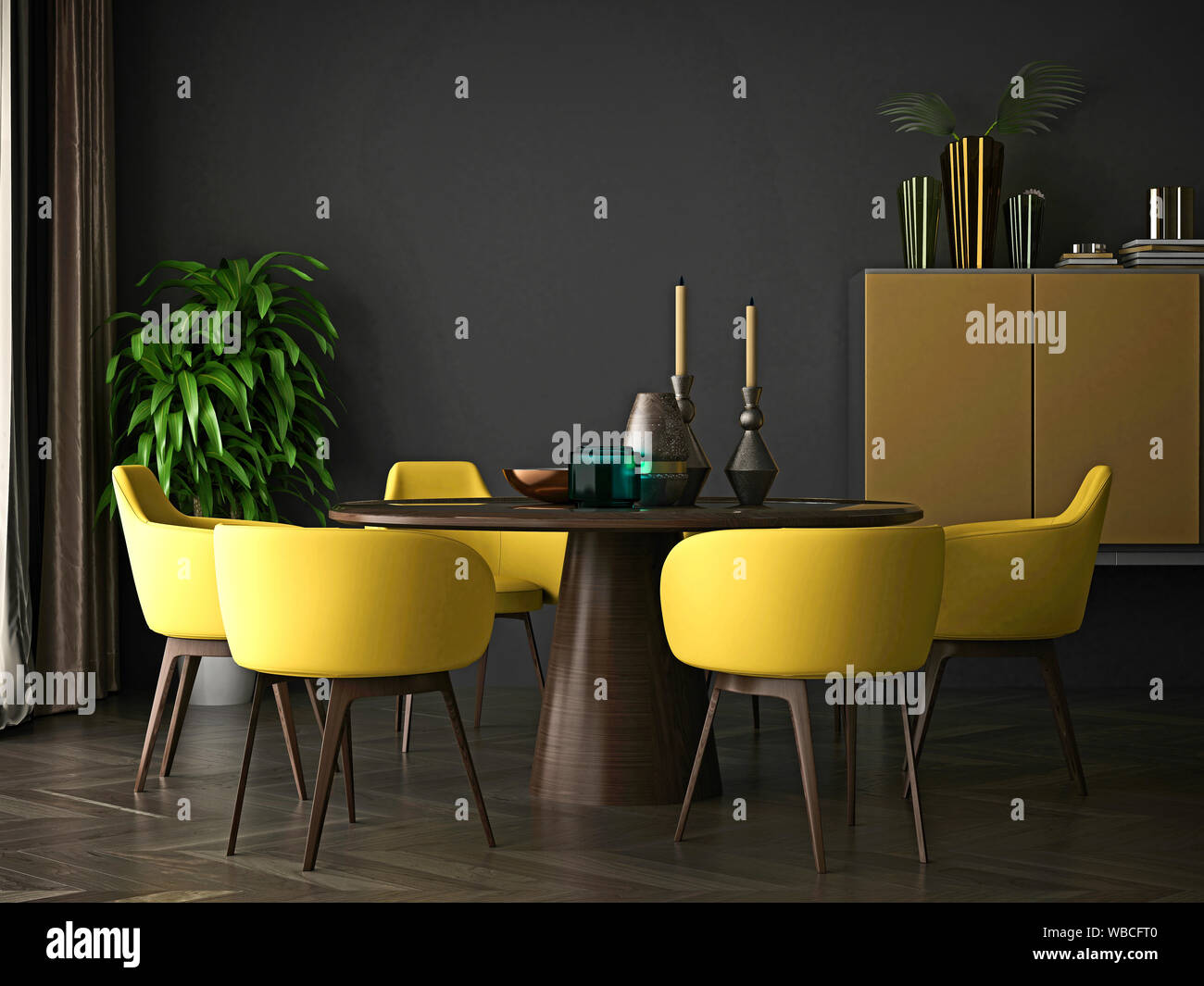 3d render of modern living room decor Stock Photo - Alamy